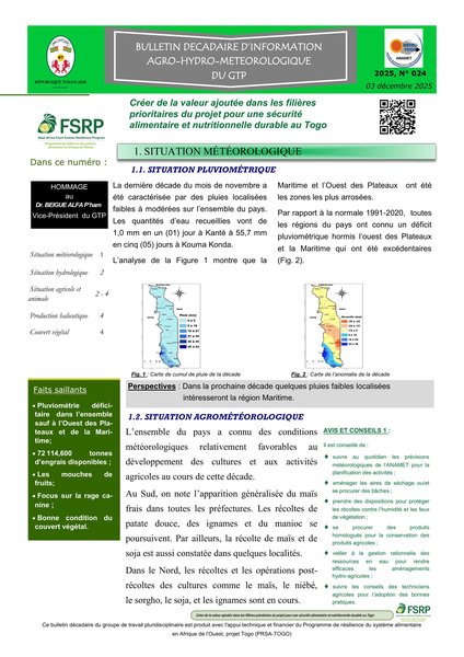 Bulletin d'Information Agro-Hydo-Météorologique du GTP N° 24